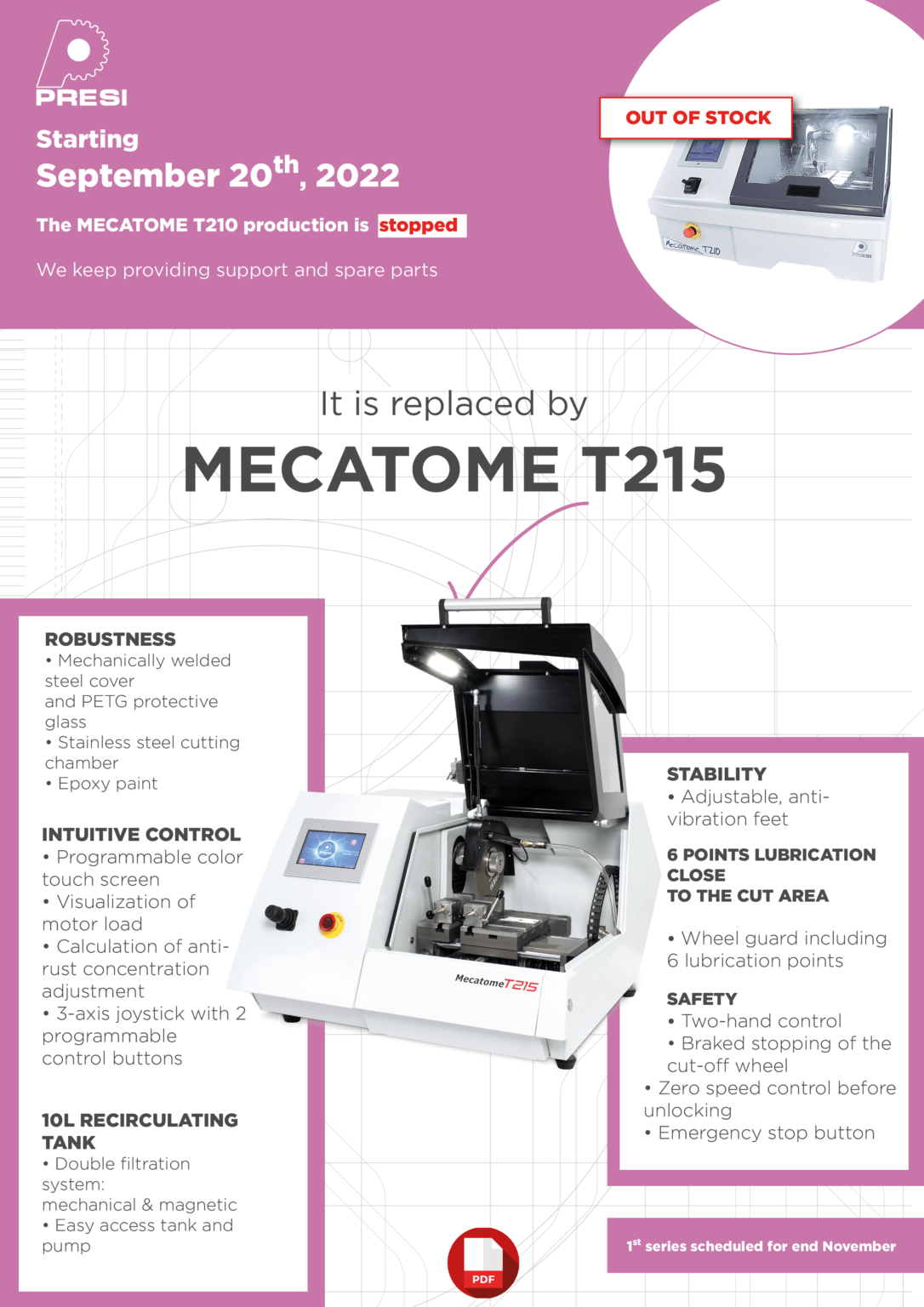 株式会社三啓 （SANKEI CO.,LTD．） » プレシ(PRESI) 精密切断装置 メカトームT215 (MECATOME T215) 新発売